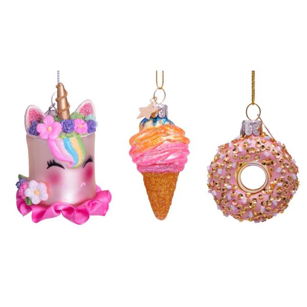 Vondels glazen kerst ornament mini set hello sweetie 5cm multi 3 stuks ...